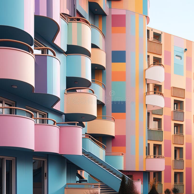 Colorful and Modern: a Building Facade with Playful Patterns and Pastel ...
