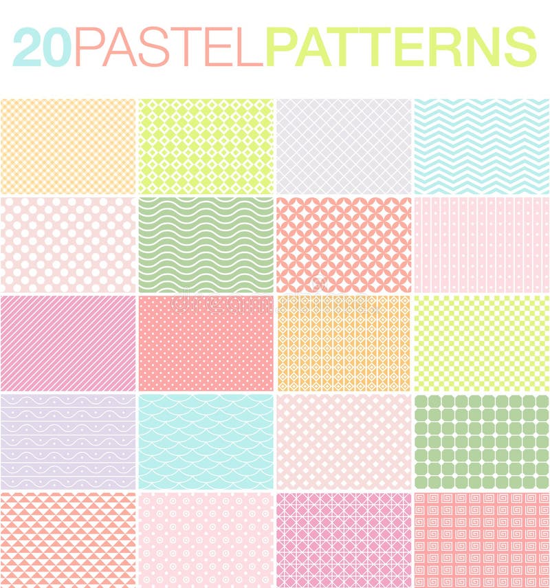 20 Pastel Patterns stock illustration. Illustration of colored - 46422992
