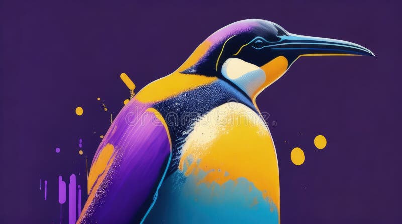 Pastel Penguin Pop Painting Stock Illustration - Illustration of ...
