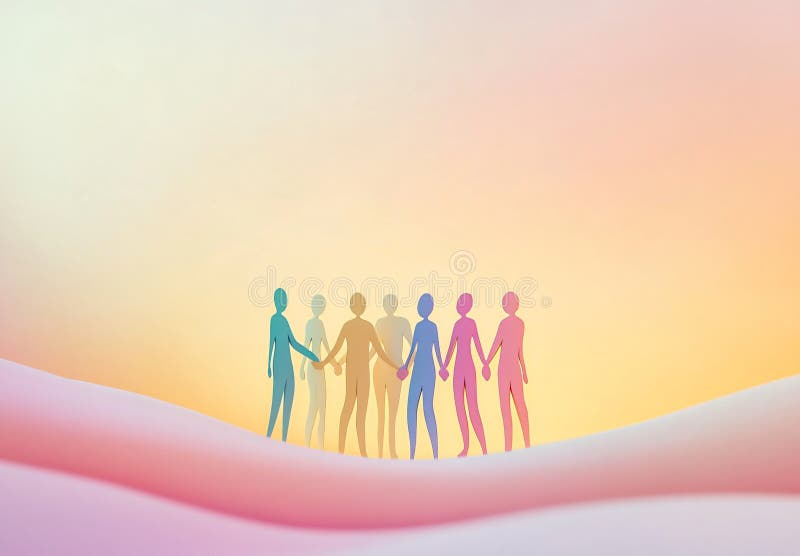 Pastel People Holding Hands Unity Teamwork Concept High Quality Image ...