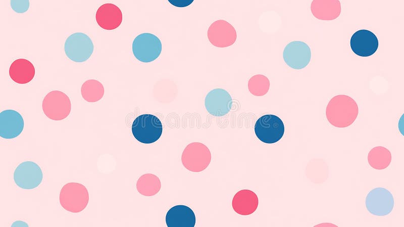 Pastel Pink Background with Scattered Blue Red Circles Pattern Stock ...