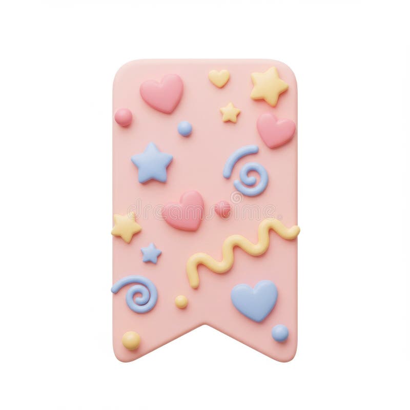 Pastel Pink Banner with Hearts and Stars Stock Image - Image of ...