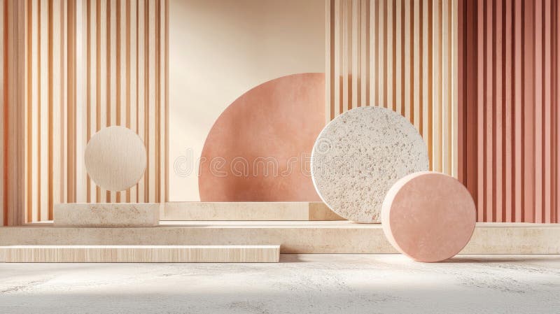 Pastel Pink and Beige Abstract Background with Geometric Shapes Stock ...