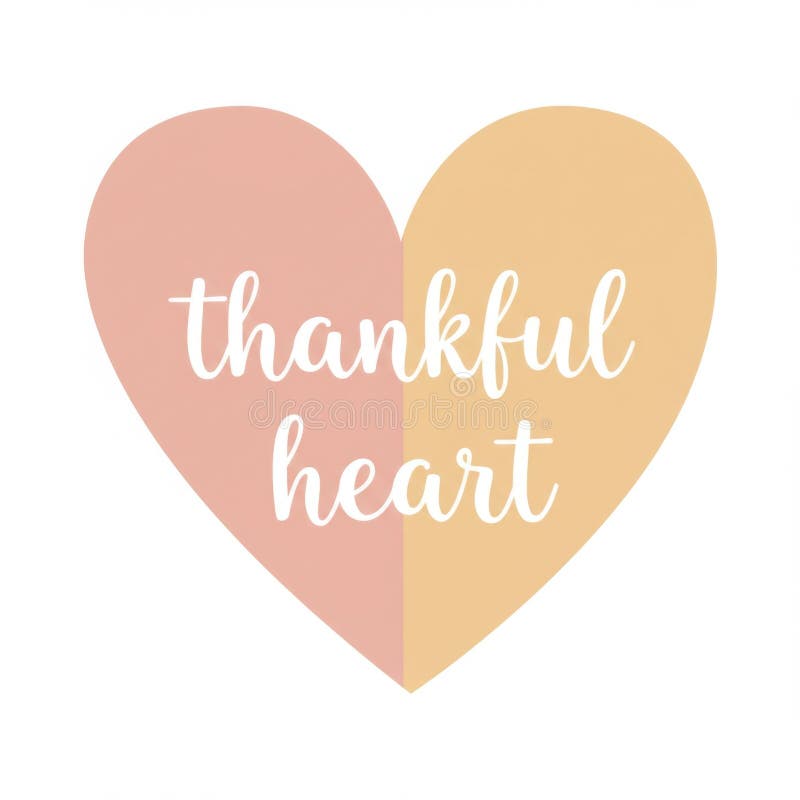 Pastel Pink and Beige Heart with Thankful Heart Text Stock Illustration ...