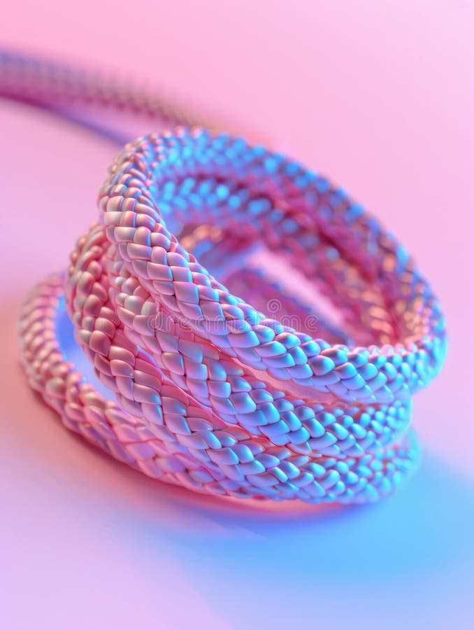 Pastel Pink and Blue Braided Rope Coiled in a Loop Stock Image - Image ...