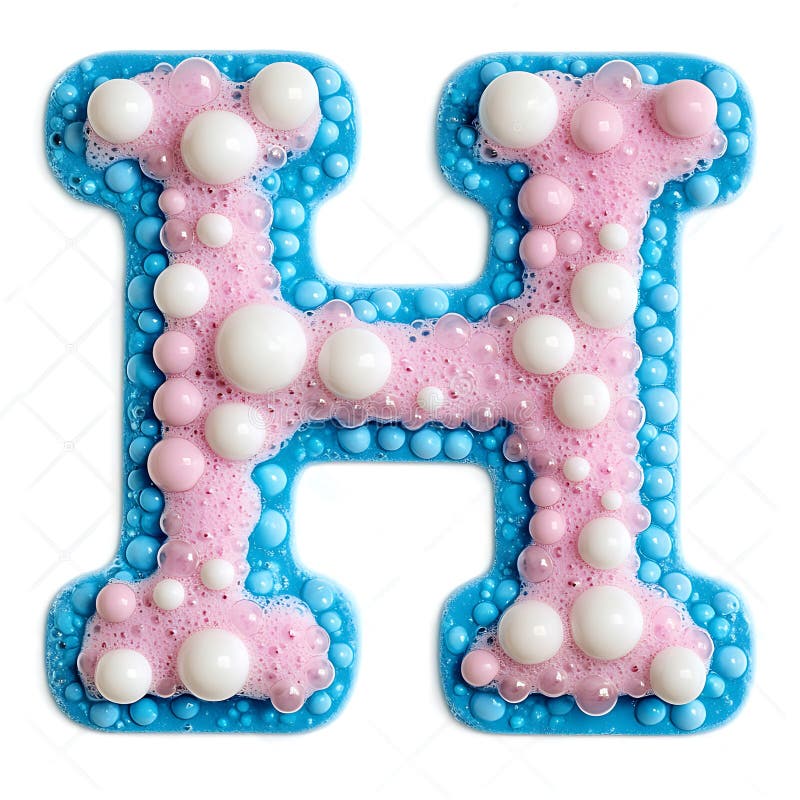 Pastel Pink and Blue Bubble Letter H Stock Illustration - Illustration ...