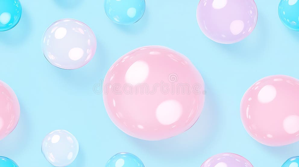 Pastel Pink and Blue Bubbles Abstract Background Stock Illustration ...