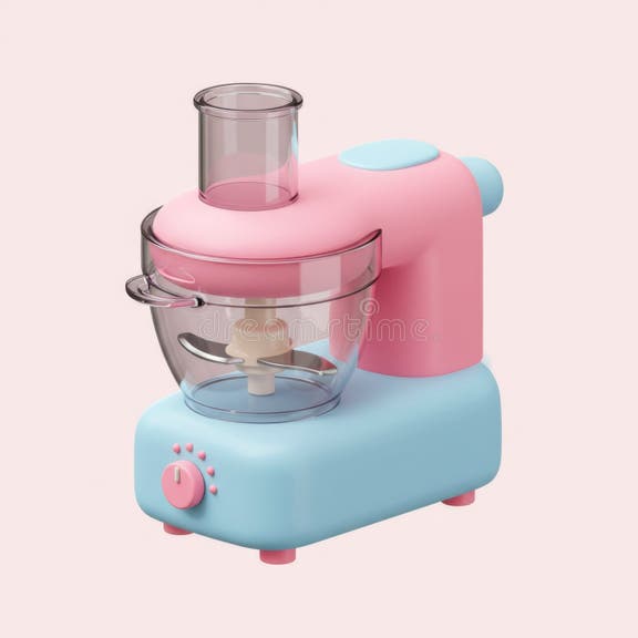 Pastel Pink and Blue Compact Food Processor Stock Illustration ...