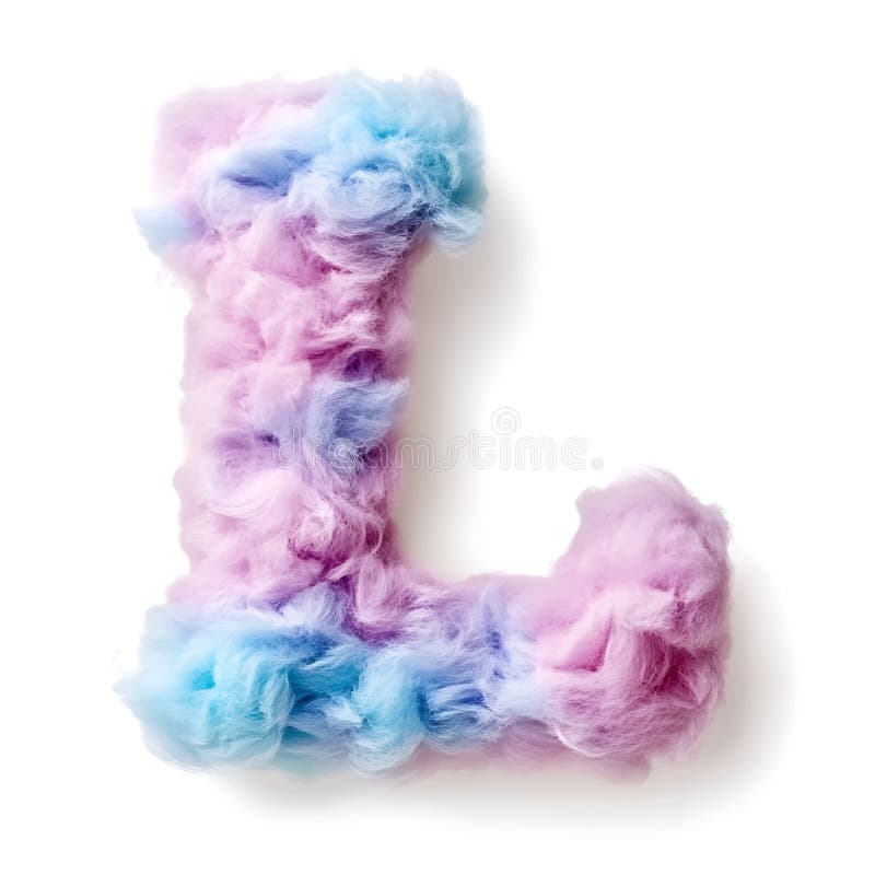 Pastel Pink and Blue Cotton Candy Letter L on White Background Stock ...