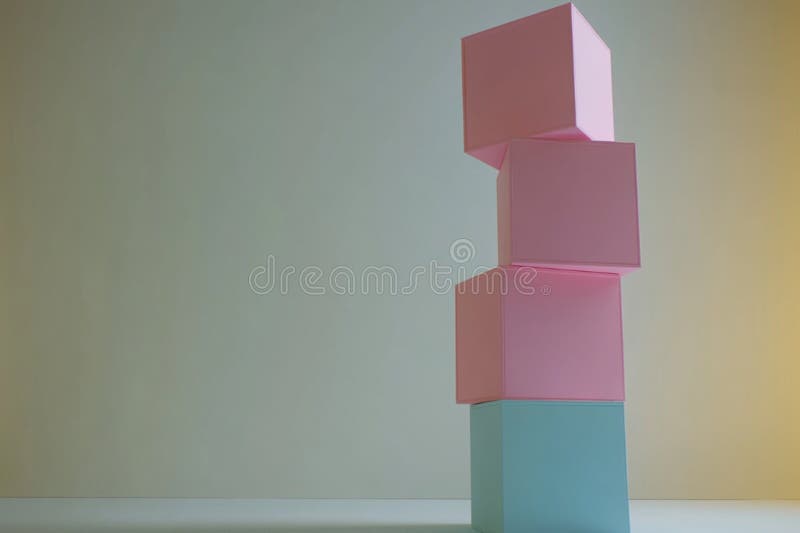 Pastel Pink and Blue Cubes Minimalist Modern Abstract Design Background ...