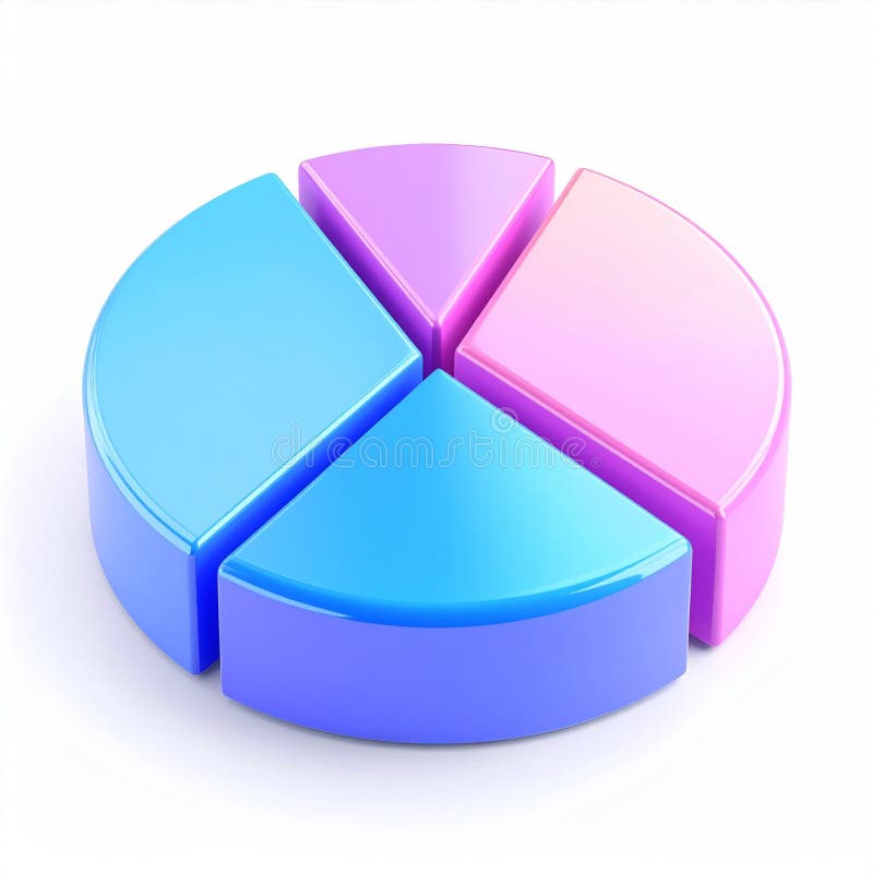 Pastel Pink and Blue 3D Pie Chart Data Infographics Stock Illustration ...