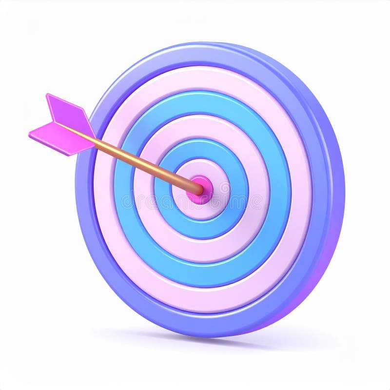 Pastel Pink and Blue 3D Target with Arrow Stock Illustration ...