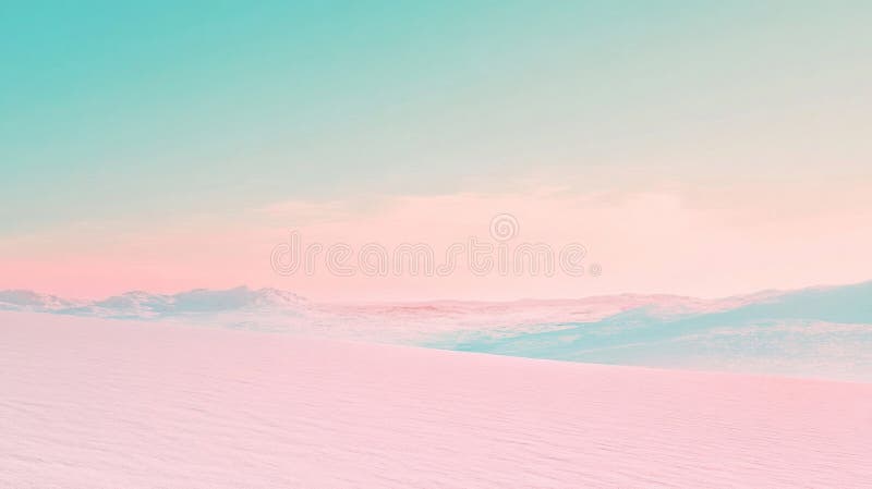 Pastel Pink and Blue Desert Landscape at Sunset Stock Illustration ...