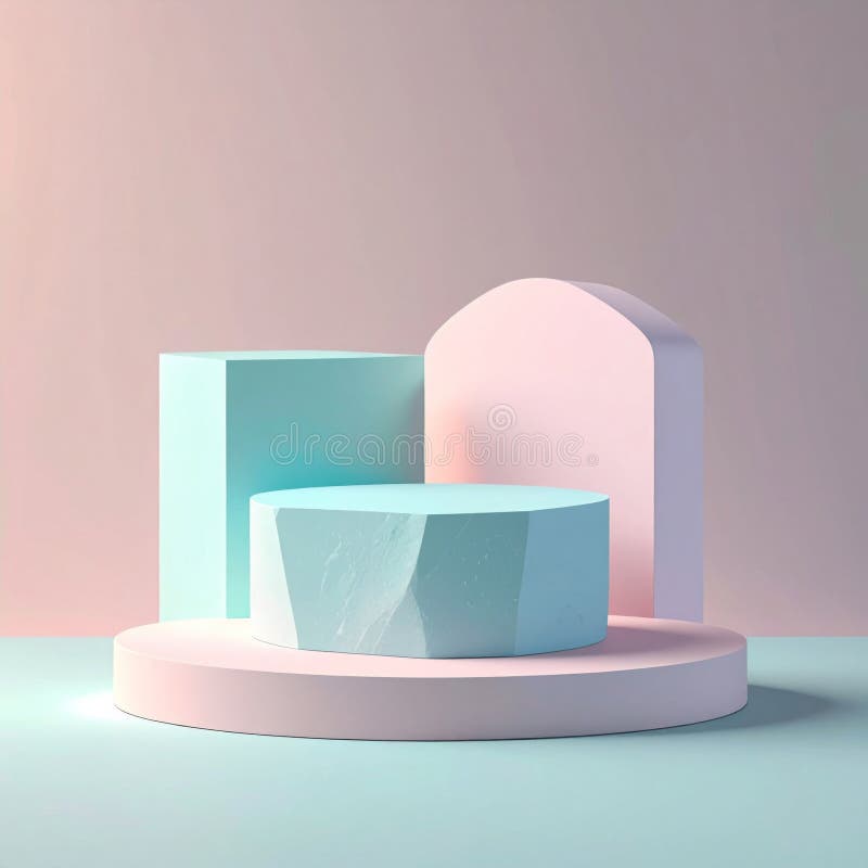 Pastel Pink and Blue Geometric Shapes Product Display Stock ...