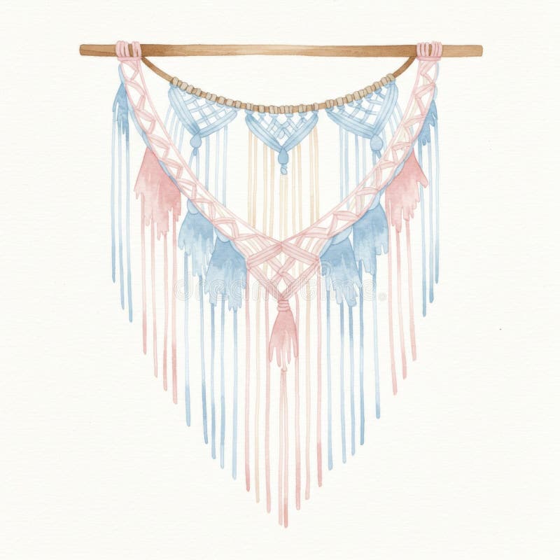 Pastel Pink Blue Macrame Wall Hanging Decor Stock Illustration ...