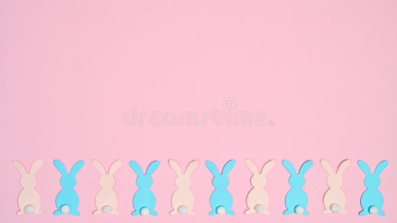 PAstel Pink and Blue Rabbits on Pastel Pink Background. Creative Copy ...