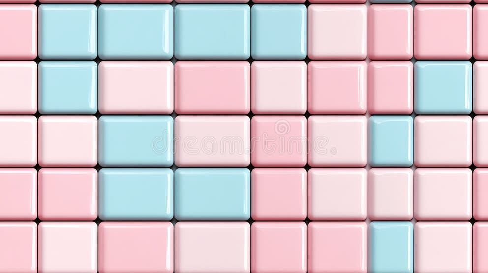 Pastel Pink and Blue Rectangular Tile Pattern Background Stock ...