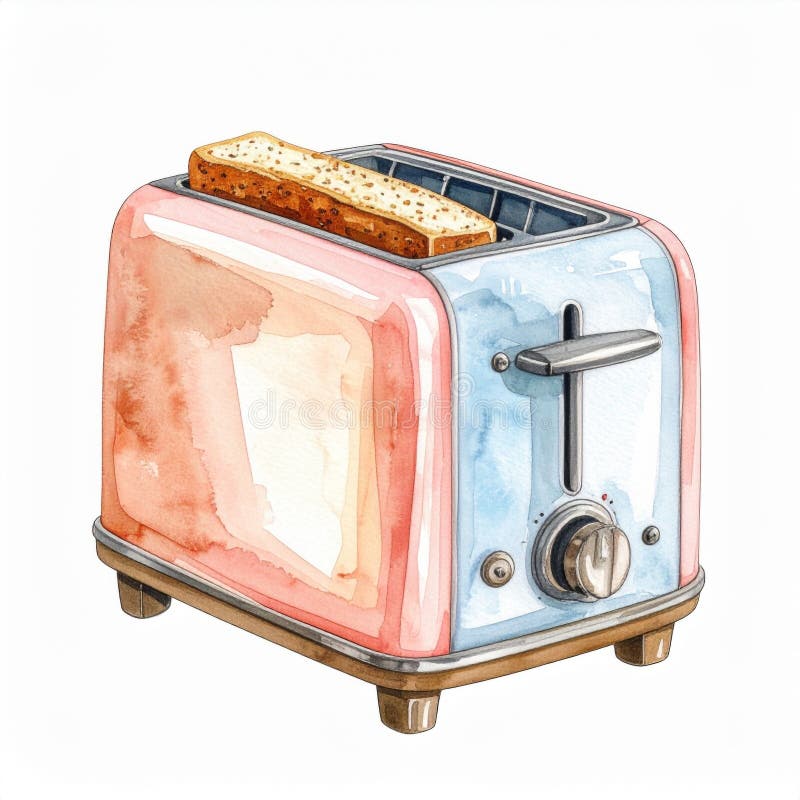 Pastel Pink and Blue Retro Toaster with Toasted Bread Stock ...