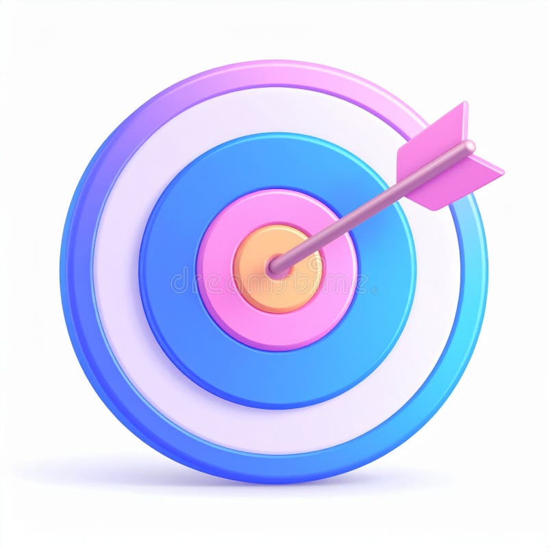 Pastel Pink Blue Target Arrow 3D Render Stock Illustration ...