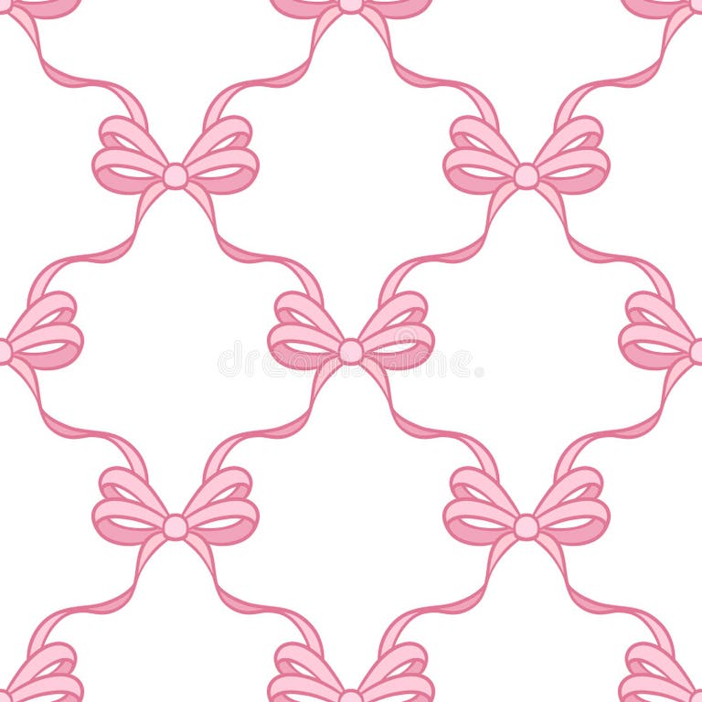 Pastel Pink Bow Pattern, Seamless Repeating Cute Ribbon Repeat Stock ...