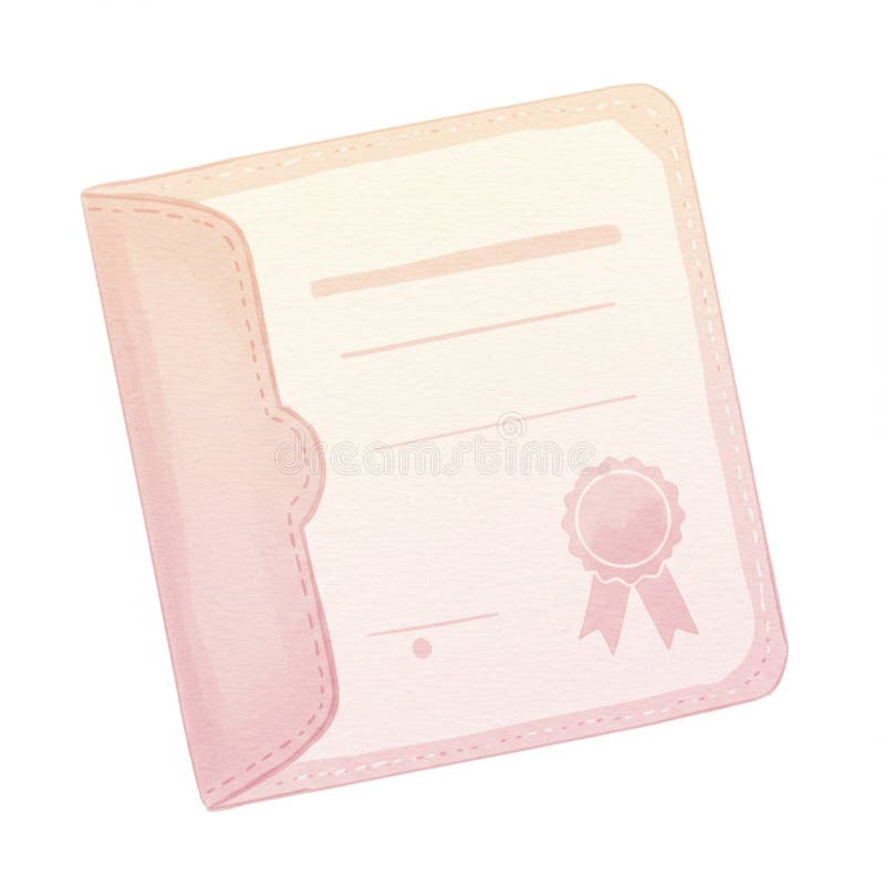 Pastel Pink Certificate Illustration with Seal and Ribbon Stock ...