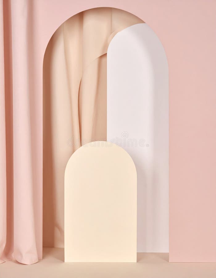 Pastel Pink and Cream Geometric Arch Background Stock Illustration ...