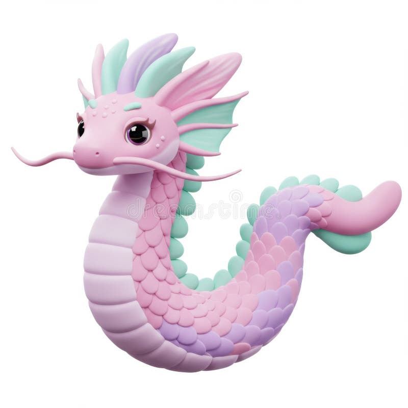 Pastel Pink Dragon 3D Render Stock Illustration - Illustration of ...