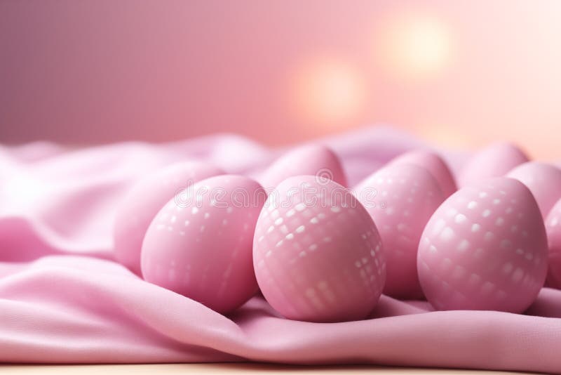 Pastel Pink Easter Eggs on Silk Fabric, Soft Focus. Easter Card Stock ...