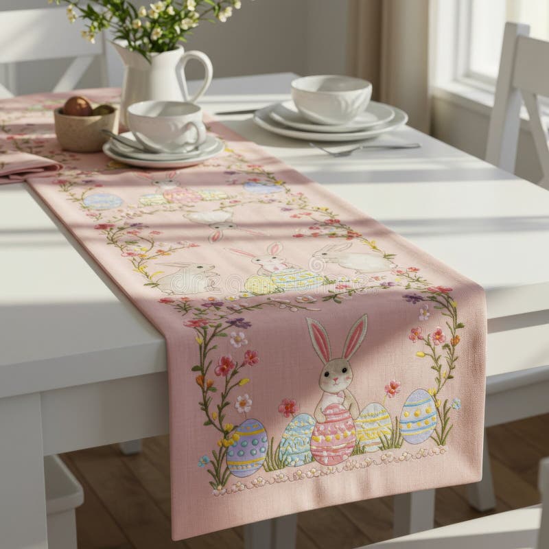 Pastel Easter Table Runner Bunnies Eggs Stock Photos - Free & Royalty-Free Stock Photos from ...