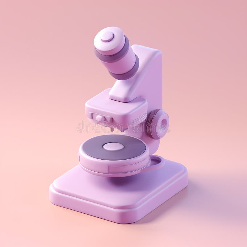 Pastel Pink Icon of 3d Lab Microscope Stock Illustration - Illustration ...
