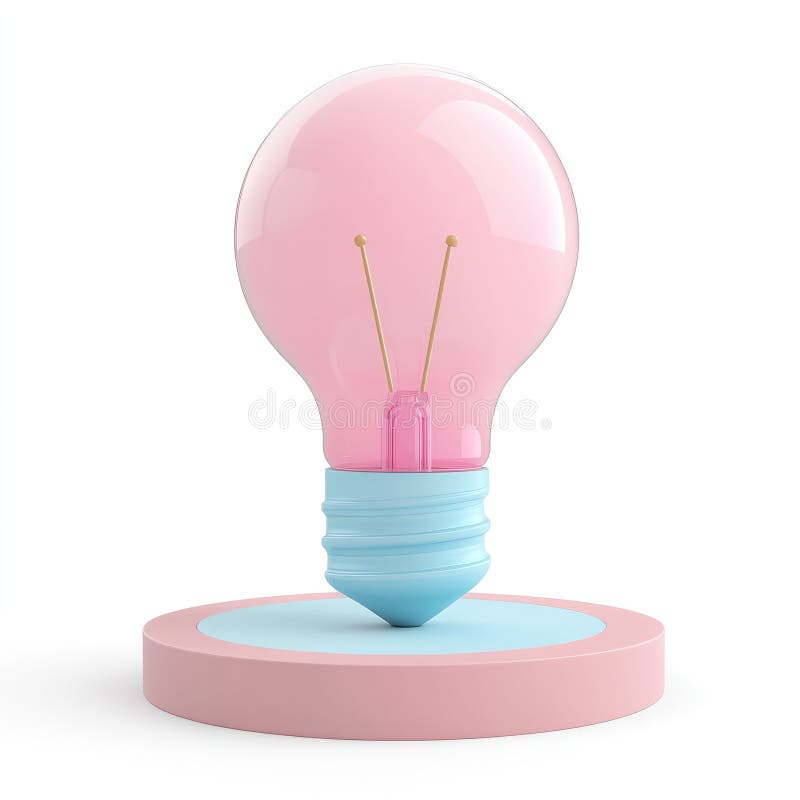Pink Lightbulb on Pastel Platform: Creative Idea Concept Stock ...