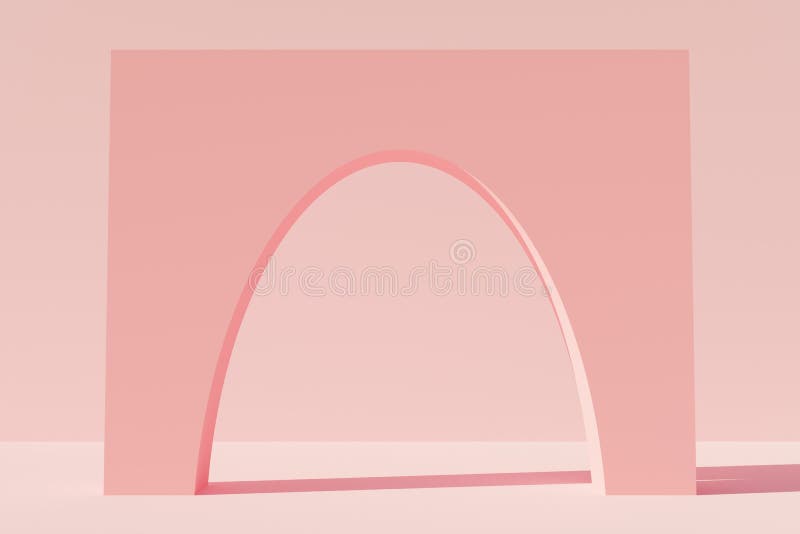 Pastel Pink Matte Background with Arch 3d Illustration Stock ...