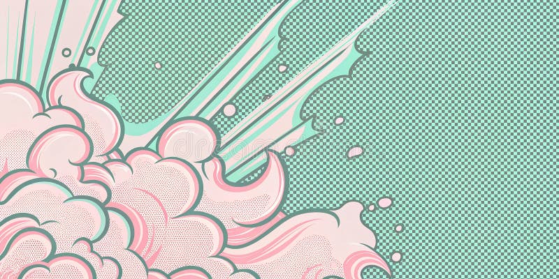 Pastel Pink and Mint Green Comic Book Explosion Design Background ...