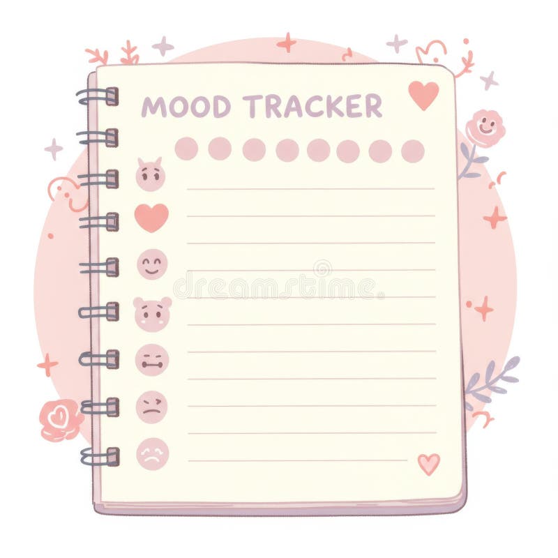 Pastel Pink Mood Tracker Notebook Illustration Stock Illustration ...