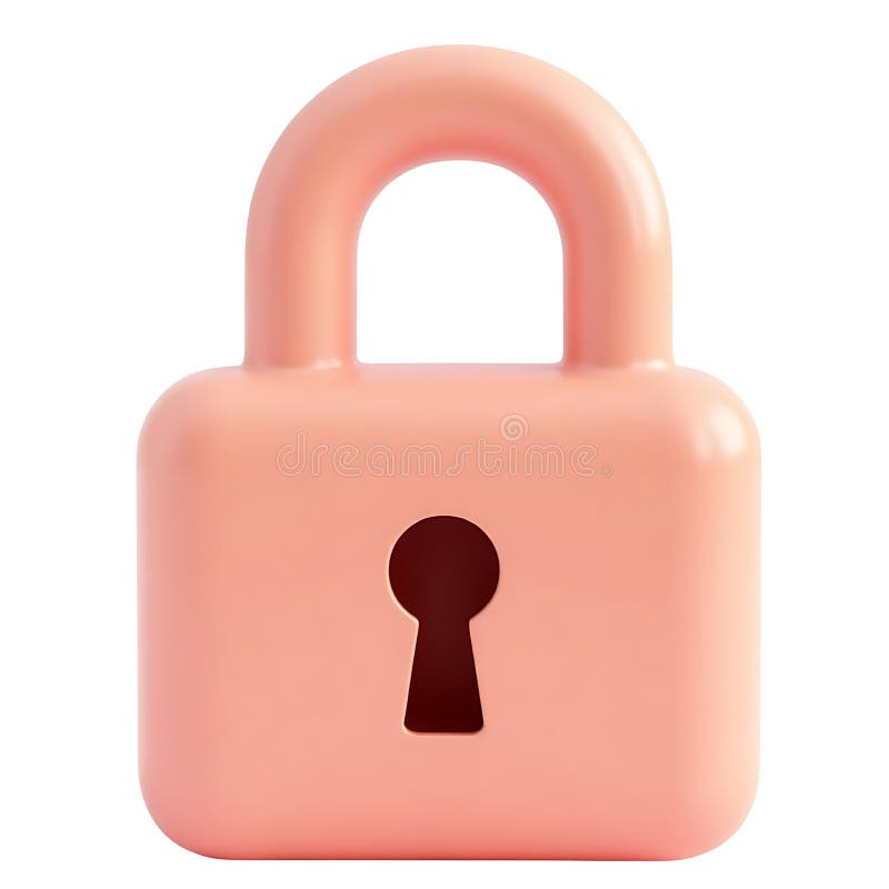 Pastel Pink Padlock Security Icon on Transparent Background Stock ...
