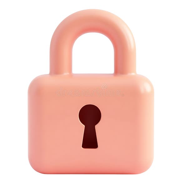 Pastel Pink Padlock Security Icon on Transparent Background Stock ...