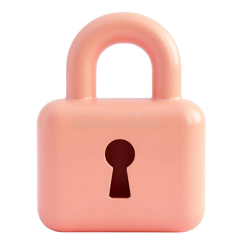Pastel Pink Padlock Security Icon on Transparent Background Stock ...