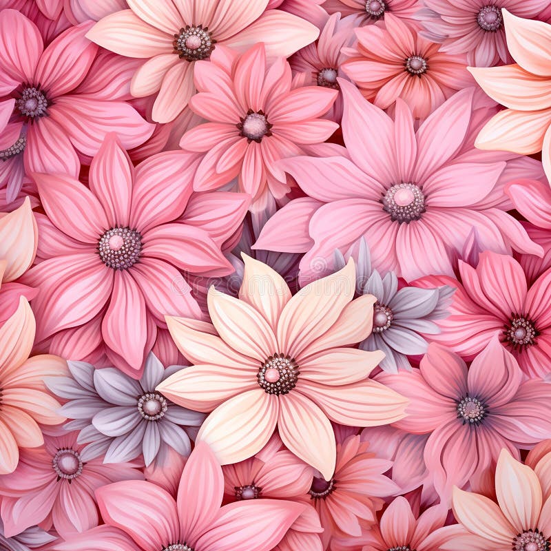 Pastel Pink Painted Floral Seamless Pattern, Generative Ai Stock ...