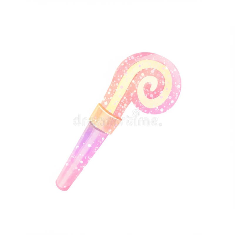 Pastel Pink Party Horn with Spiral Design Stock Illustration ...