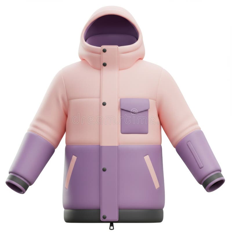 Pastel Pink and Purple Colorblock Winter Jacket Stock Illustration ...