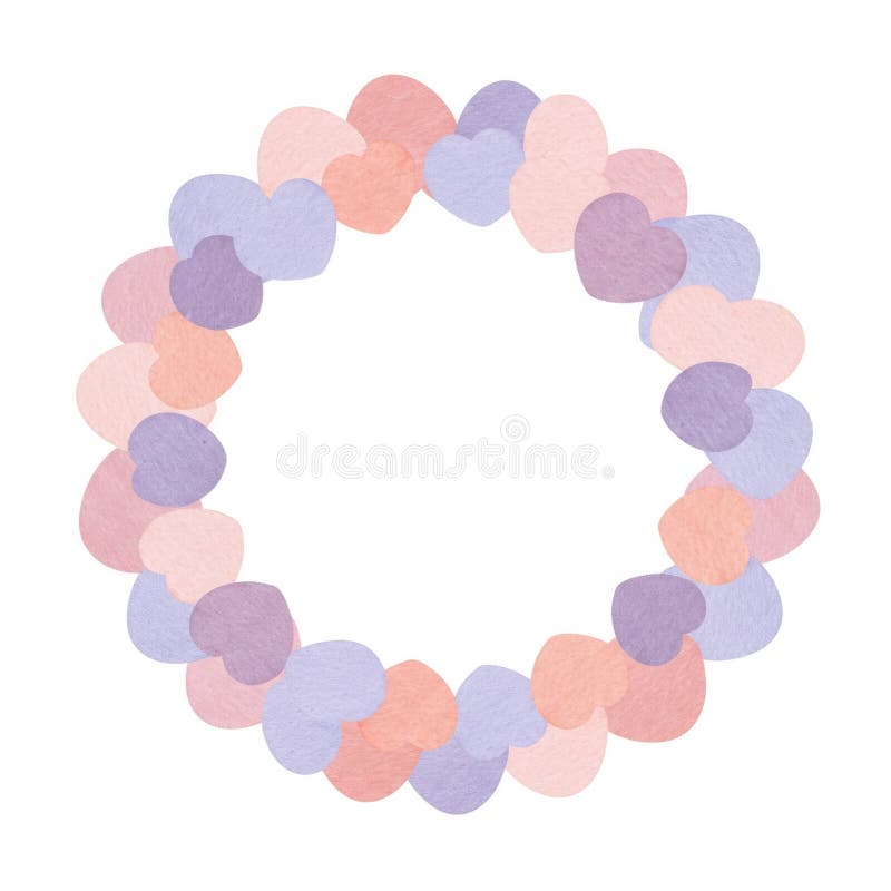 Pastel Pink and Purple Heart Wreath Frame Stock Illustration ...