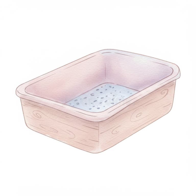 Pastel Pink Rectangular Plastic Pet Litter Box Stock Illustration ...