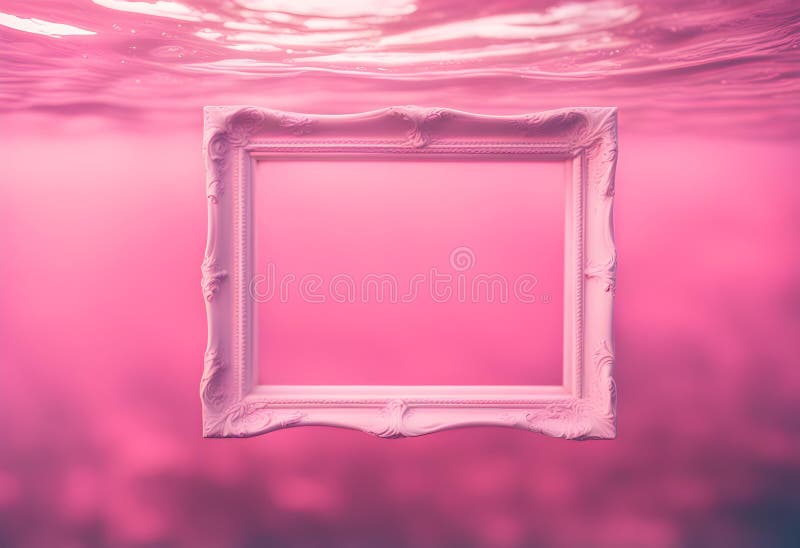 Pastel Pink Romantic Frame in Deep Water Stock Illustration ...