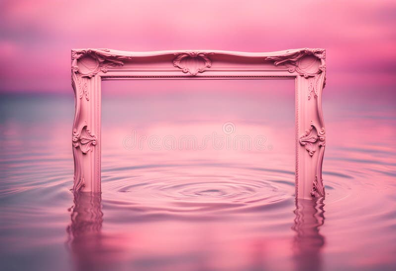 Pastel Pink Romantic Frame in Deep Water Stock Illustration ...