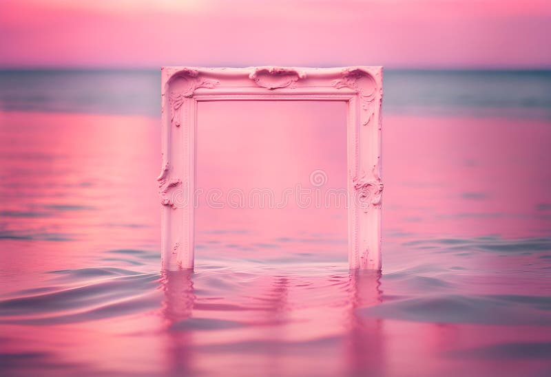Pastel Pink Romantic Frame in Deep Water Stock Illustration ...