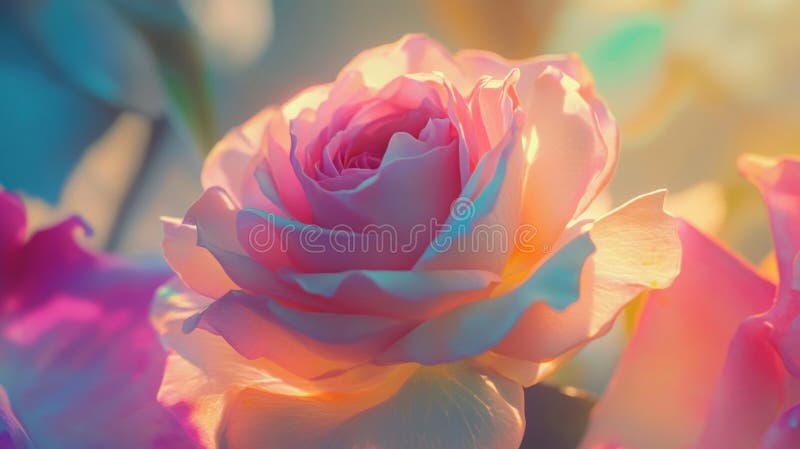 Pastel Pink Rose Close Up in Soft Sunlight Stock Illustration ...