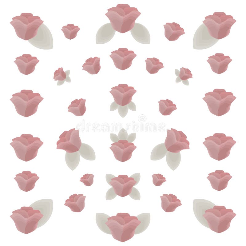 Pastel Pink Rose Flowers with Light Gray Leaves Background Pattern on ...