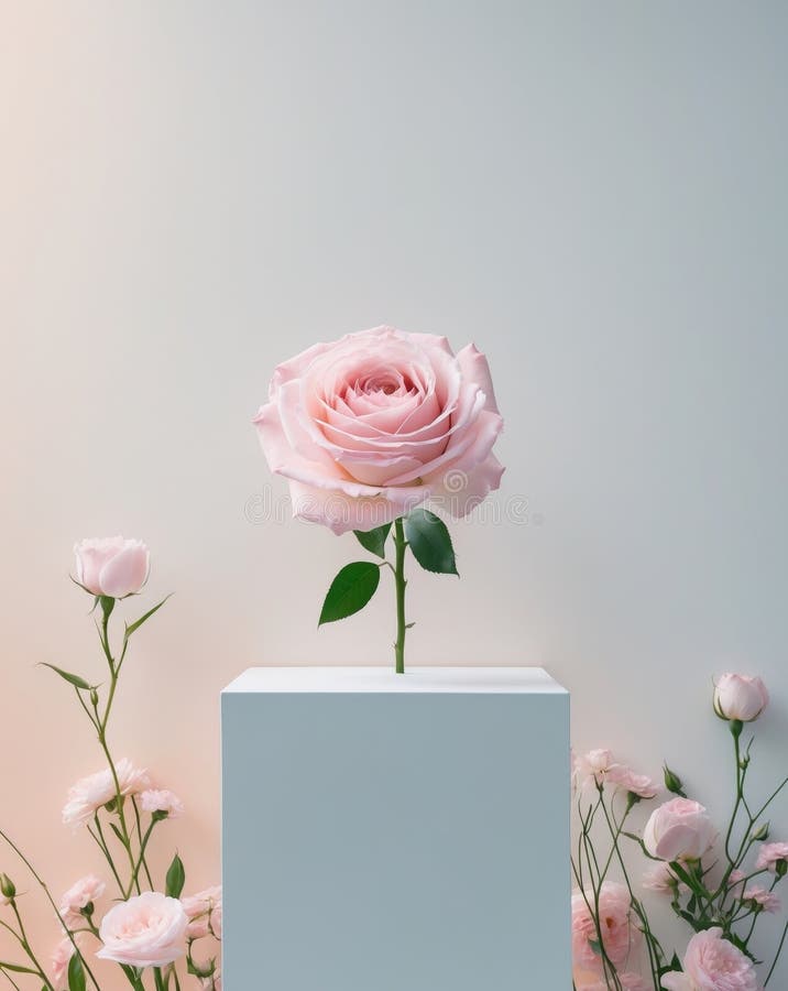 Pastel Pink Roses Podium Spring Floral Display Stock Photo - Image of ...
