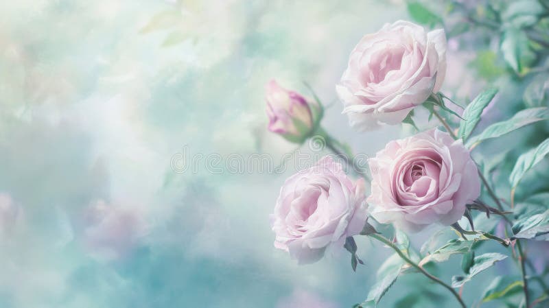 Pastel Pink Roses in Soft Focus Garden Setting Stock Illustration ...