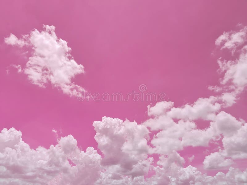 Pastel Pink Sky and Clouds. Bright Sweet Sky Concept Stock Photo ...